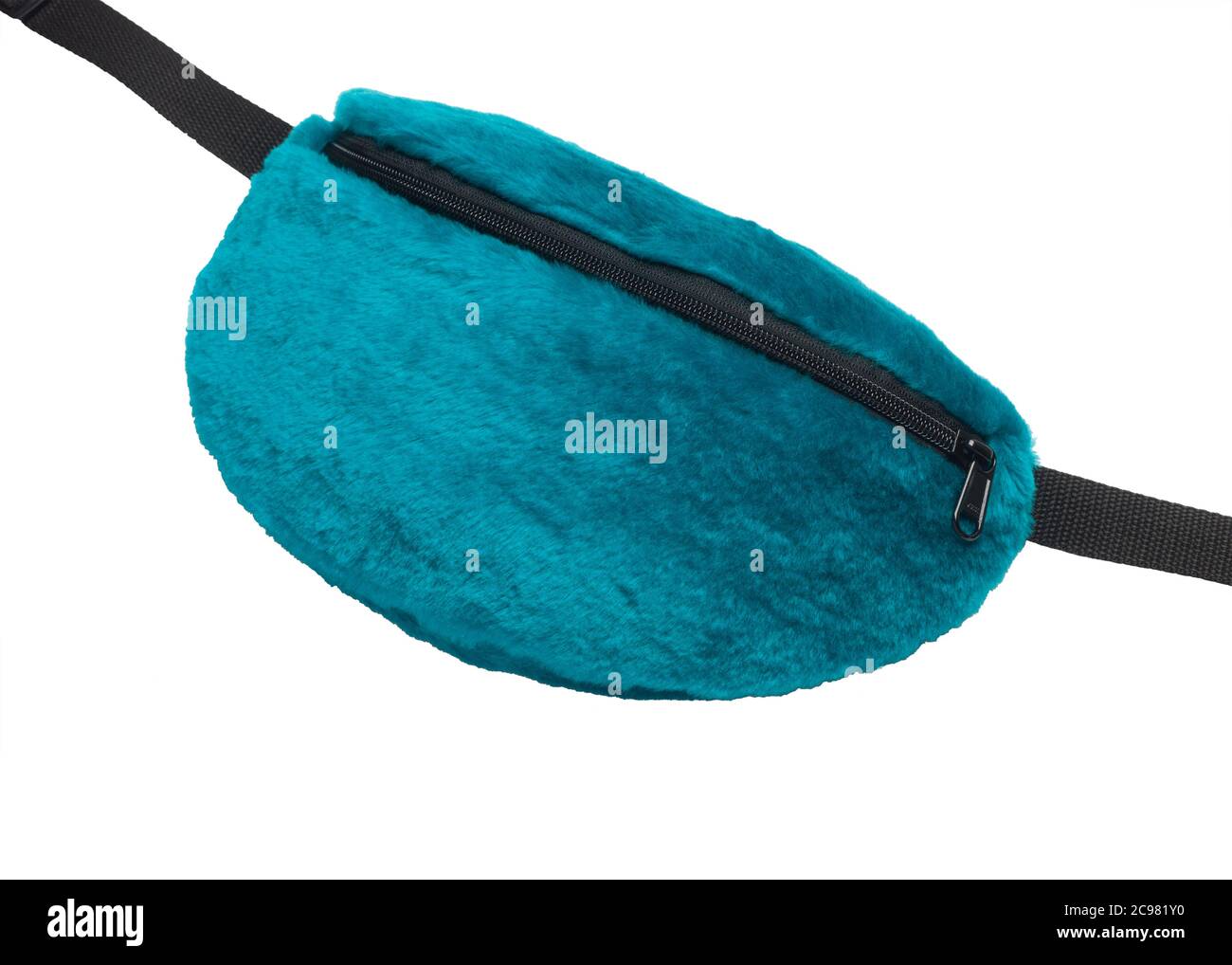 Blue color belt bag isolated on white background Stock Photo - Alamy