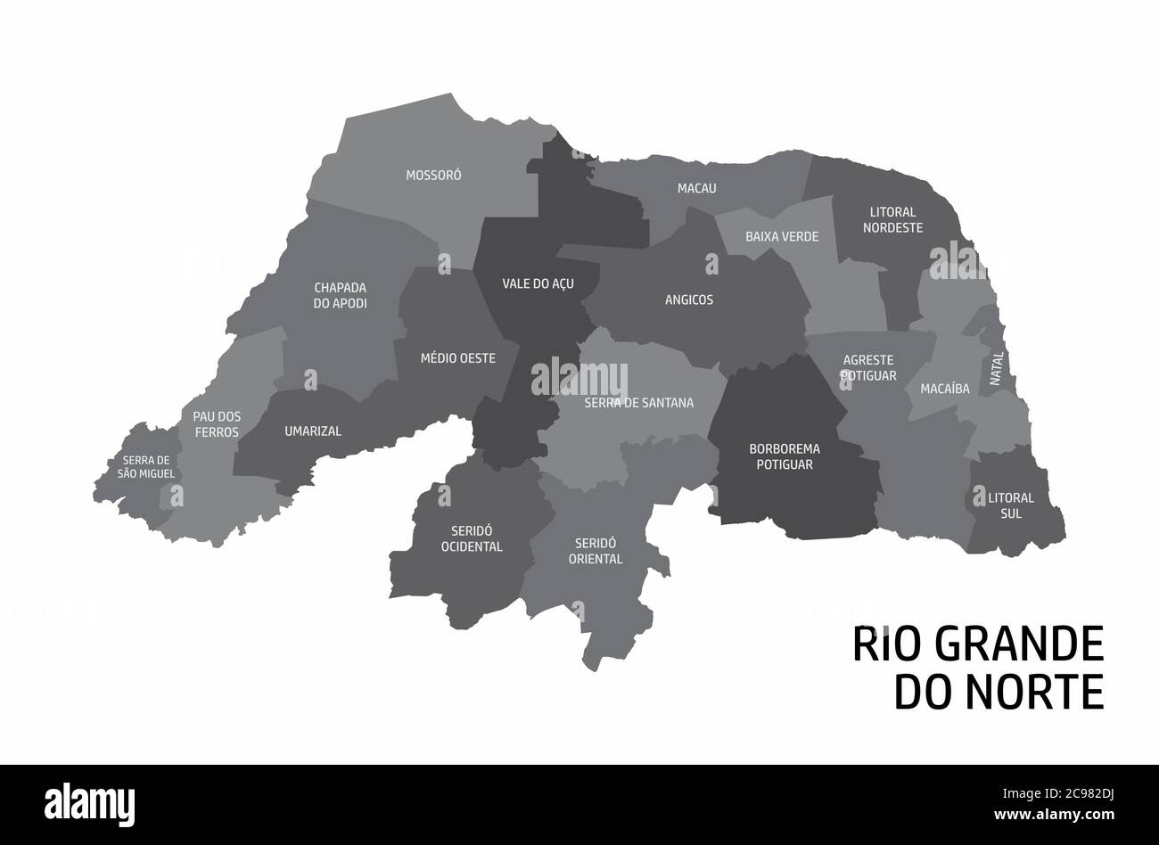 Rio Grande do Norte State regions map Stock Vector Image & Art - Alamy