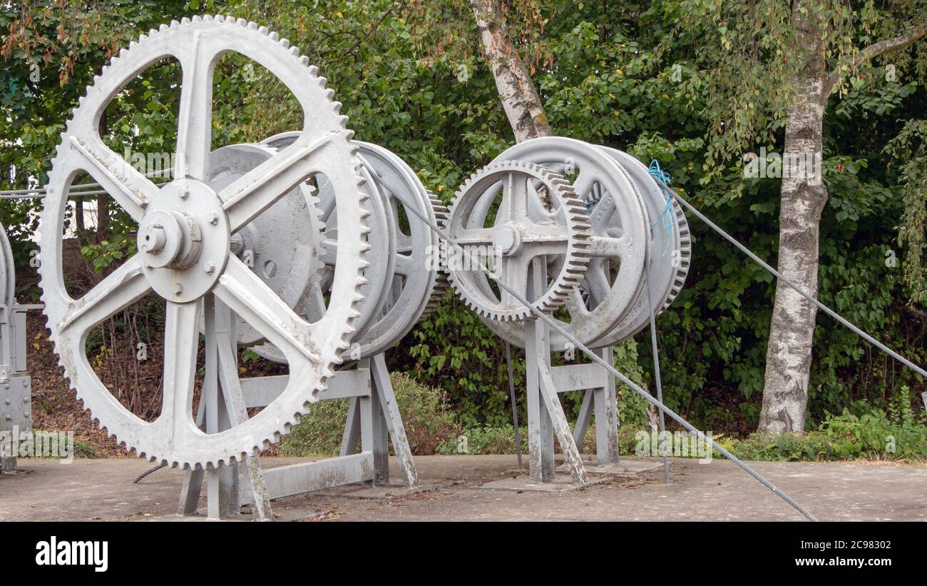 Gears of a lock mechanism that was in use on the Rhine Stock Photo - Alamy