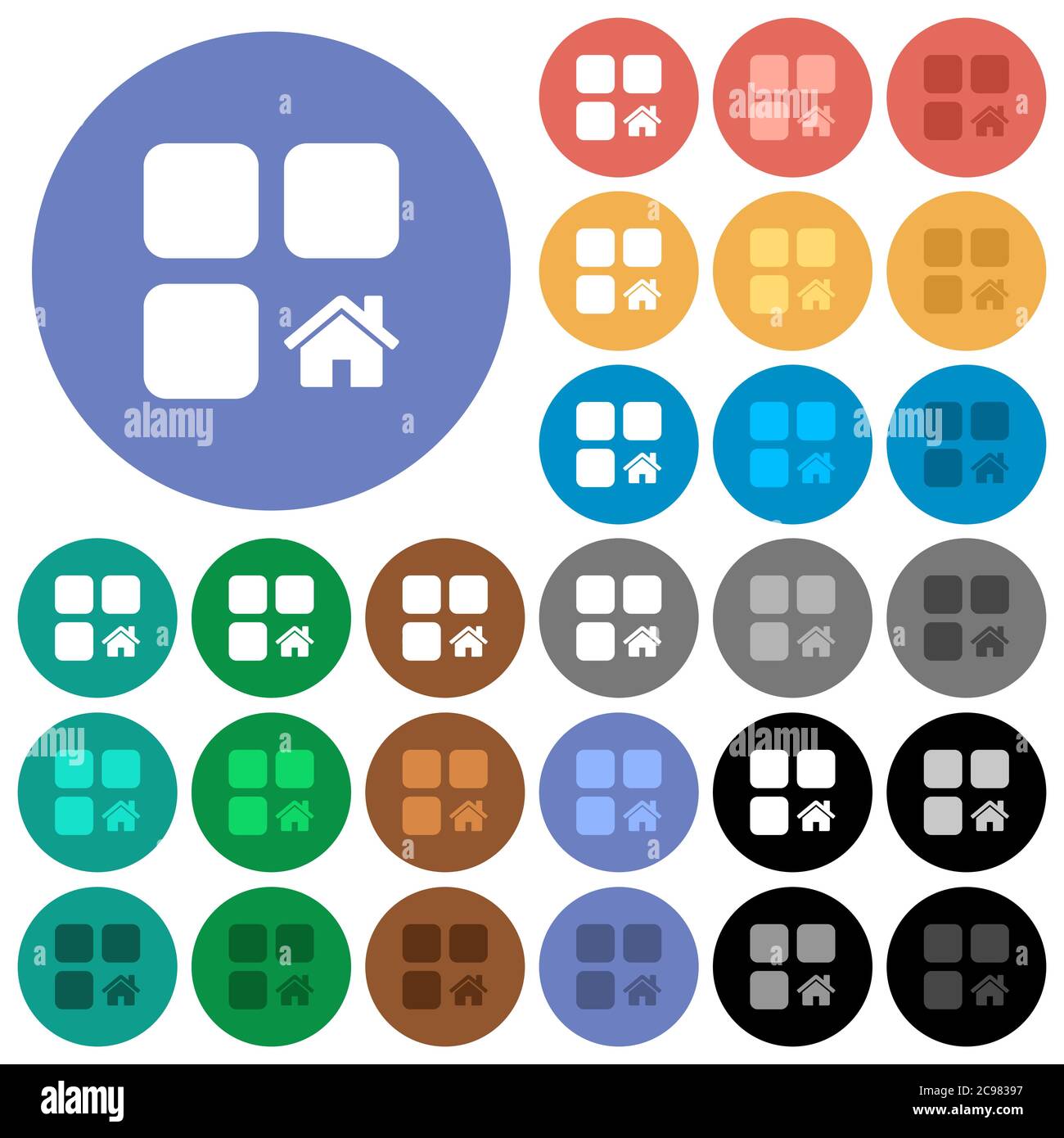 Default component multi colored flat icons on round backgrounds ...