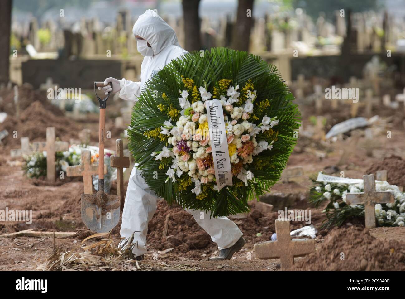 RIO DE JANEIRO,(BRAZIL),APRIL,06,2020: funeral of victim of the covid ...