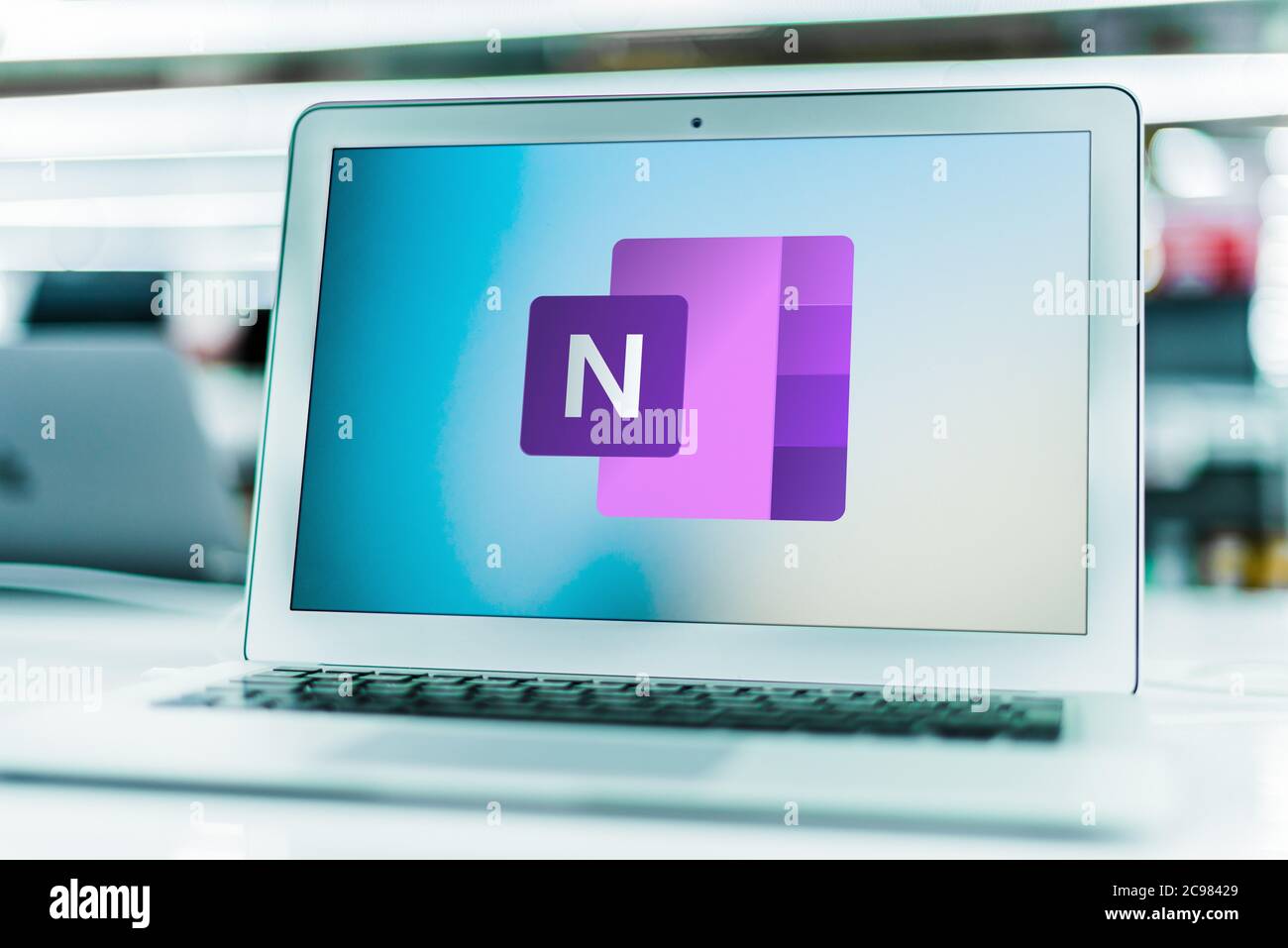 POZNAN, POL - JUN 16, 2020: Laptop computer displaying logo of ...