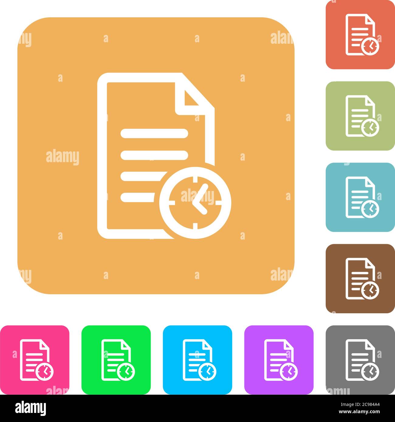 Document last modified time flat icons on rounded square vivid color ...