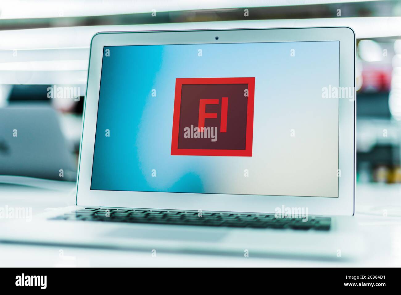 POZNAN, POL - JUN 16, 2020: Laptop computer displaying logo of Adobe ...