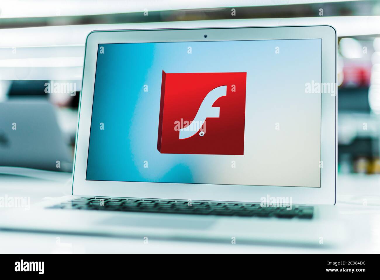 POZNAN, POL - JUN 16, 2020: Laptop computer displaying logo of Adobe ... POZNAN, POL - JUN 16, 2020: Laptop computer displaying logo of Adobe ...