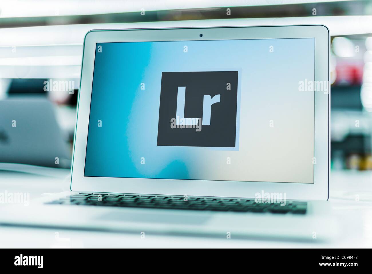 POZNAN, POL - JUN 16, 2020: Laptop computer displaying logo of Adobe ...