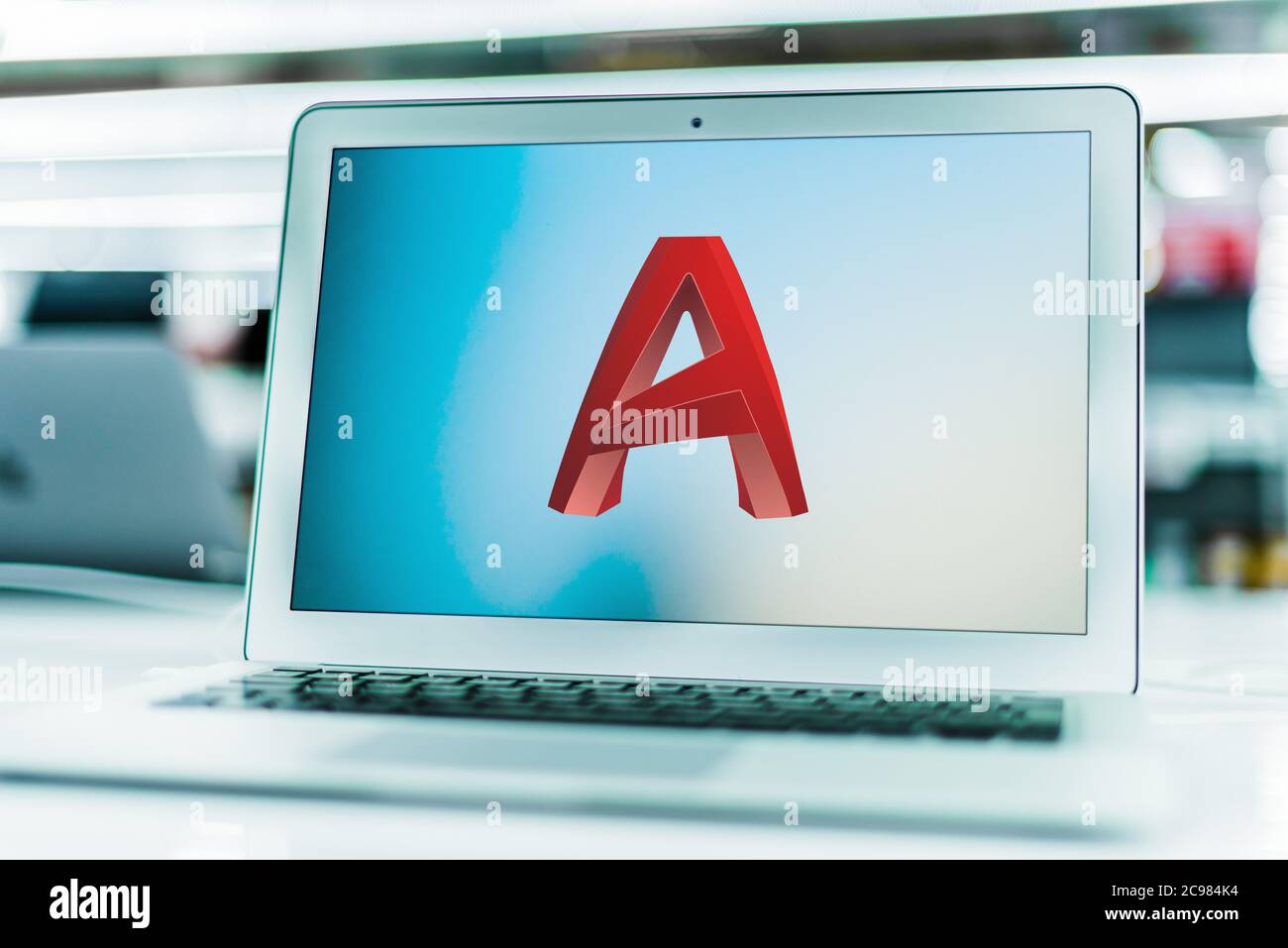 POZNAN, POL - JUN 16, 2020: Laptop computer displaying logo of AutoCAD ...