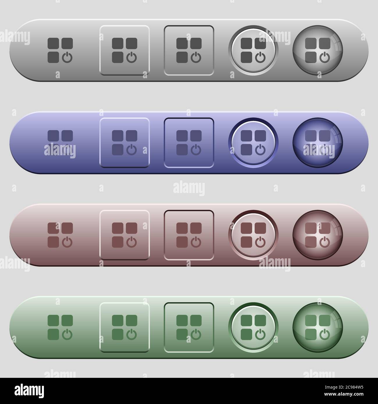 Component switch icons on rounded horizontal menu bars in different ...