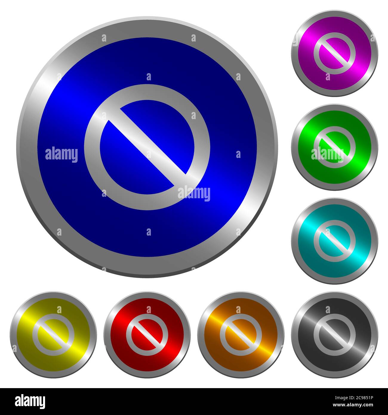 Blocked symbol icons on round luminous coin-like color steel buttons Stock Vector Image & Art ...