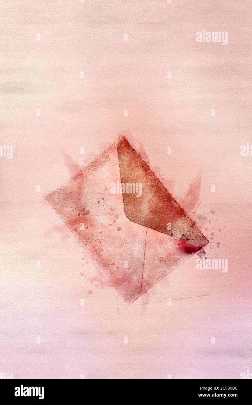 paint watercolors under the theme of envelope Stock Photo - Alamy
