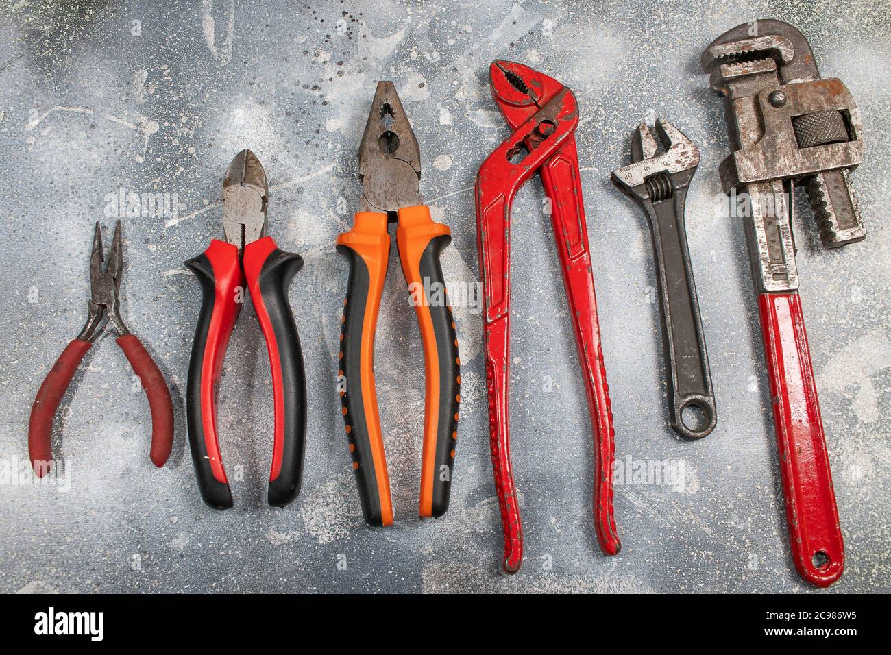 Set of hand tools . Equipment on white background Stock Photo - Alamy