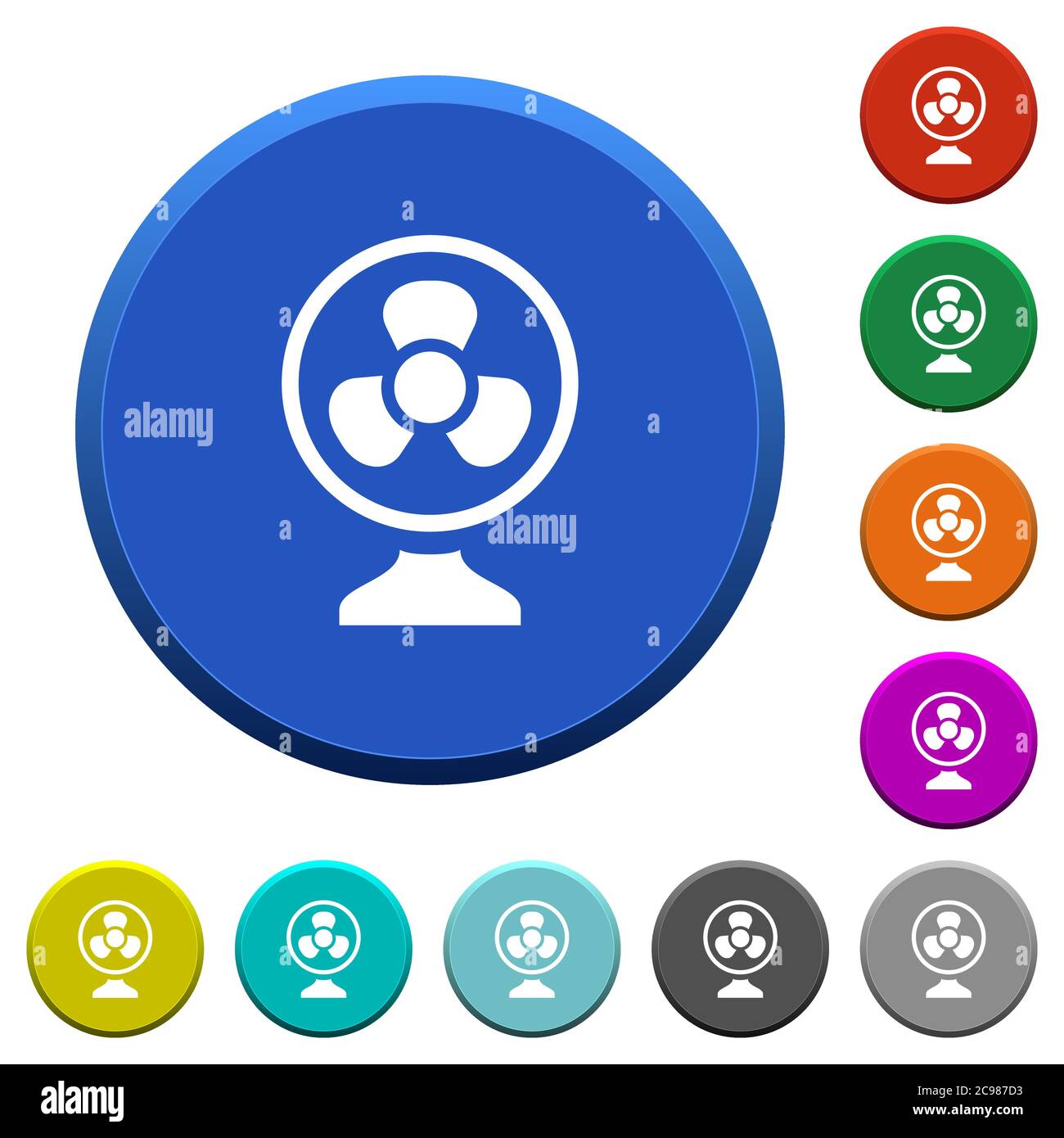 Table fan round color beveled buttons with smooth surfaces and flat ...