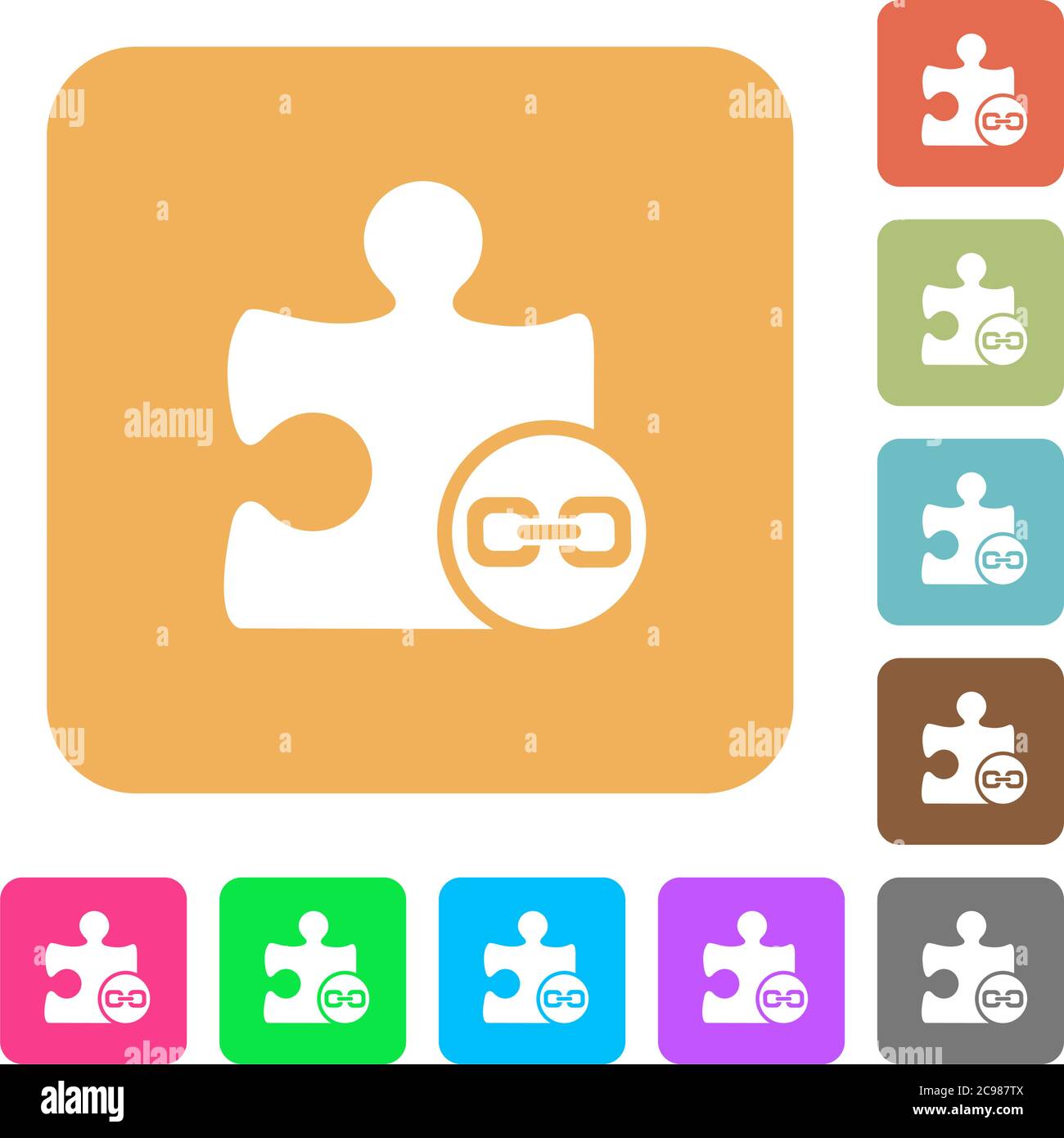 Chain plugin flat icons on rounded square vivid color backgrounds Stock ...