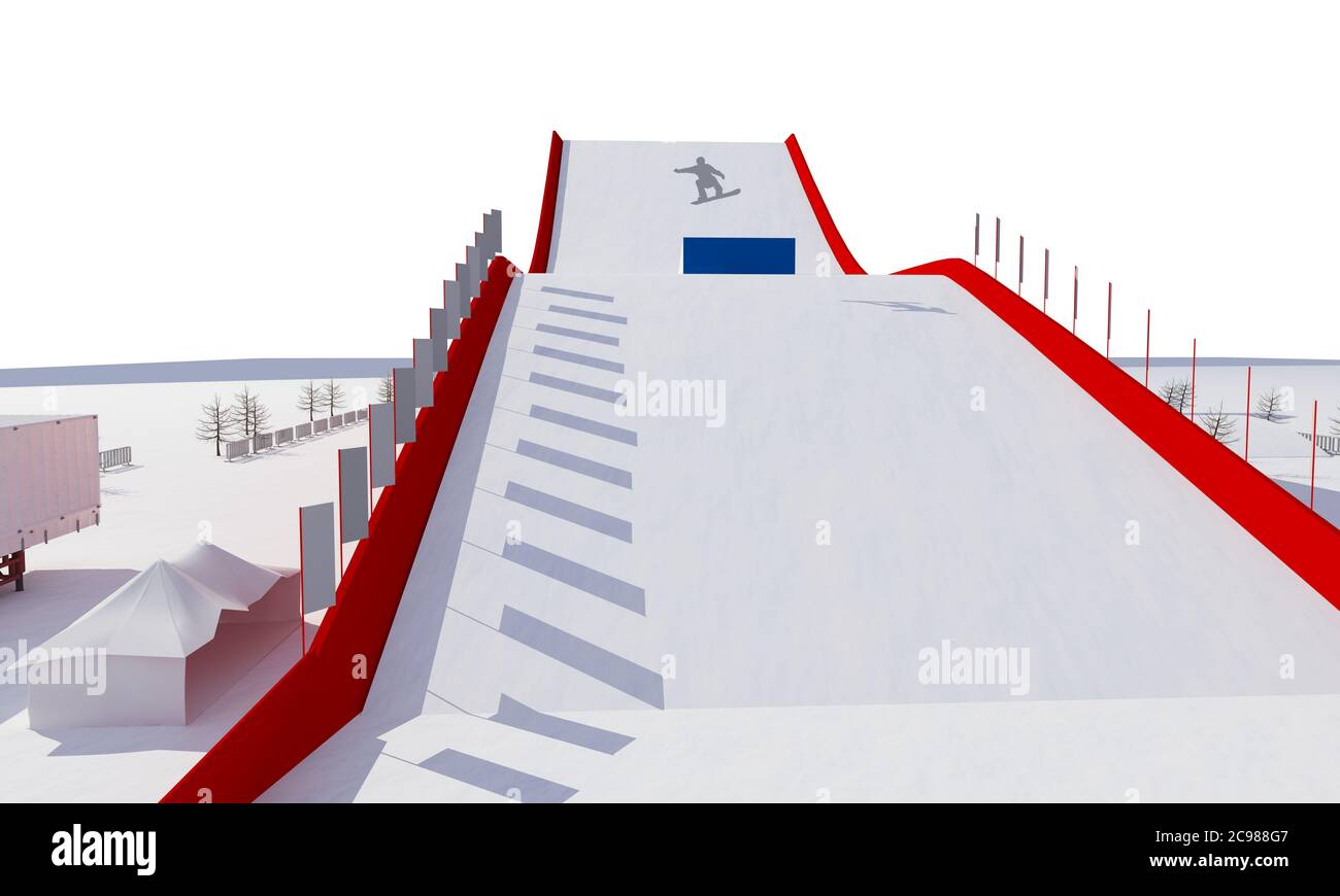 3d illustration of a Snowboard and freestyle Ramp Stock Photo - Alamy