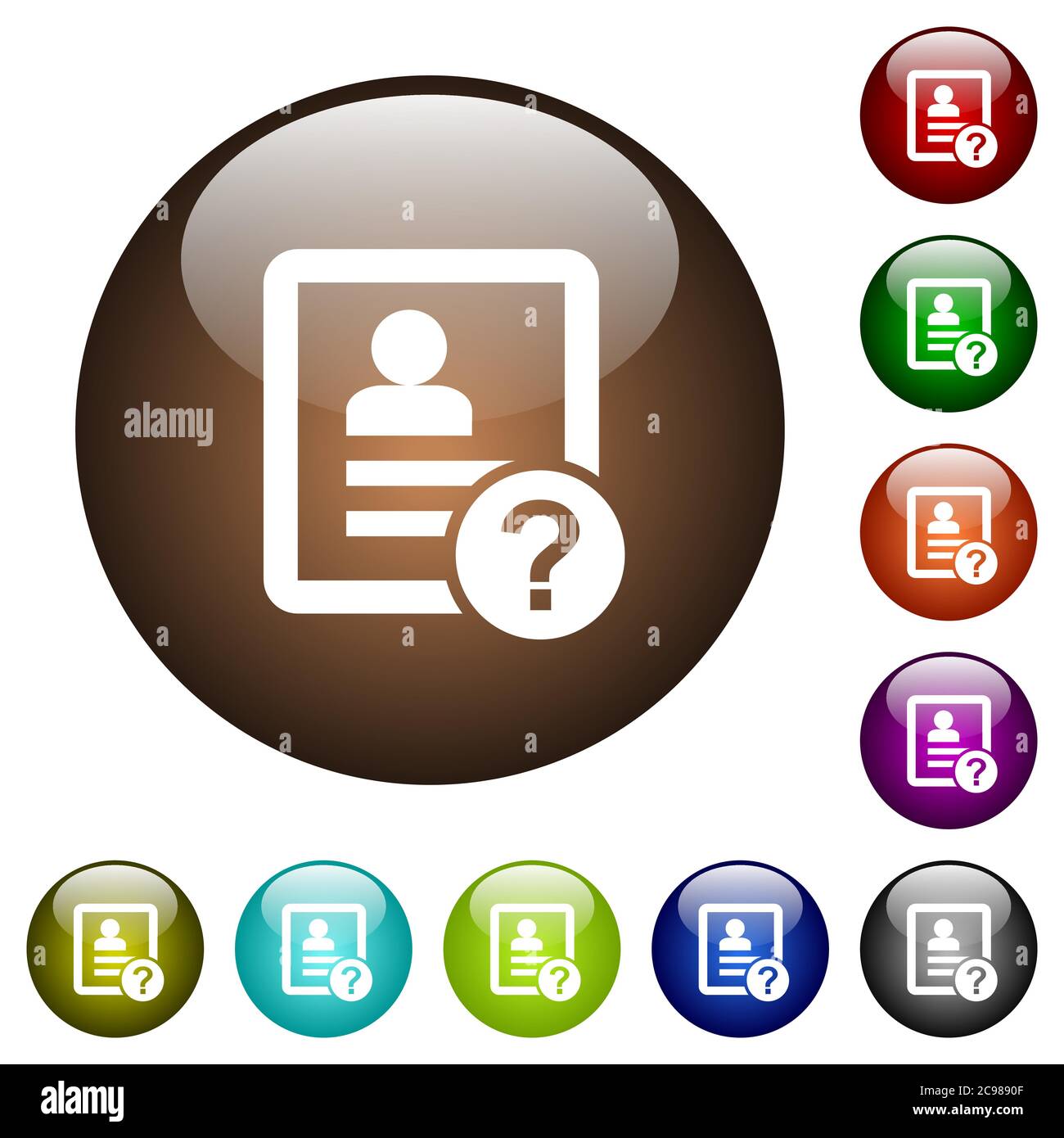 Unknown contact white icons on round color glass buttons Stock Vector ...