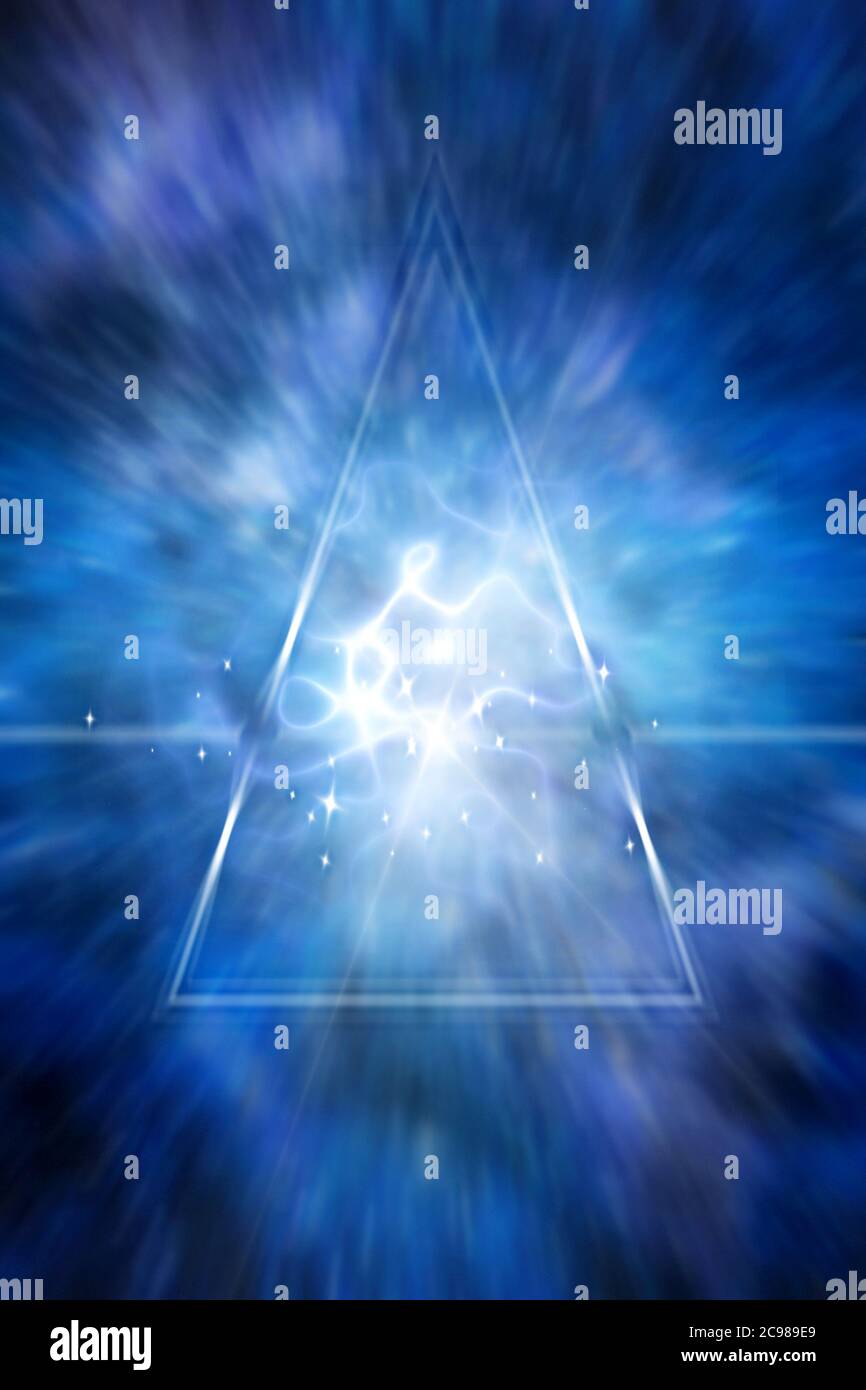 mystical triangle with rays of divine light Stock Photo - Alamy