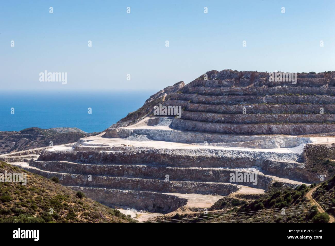 Spectacular view of the opencast quarrying of granite stone. Stone and ...