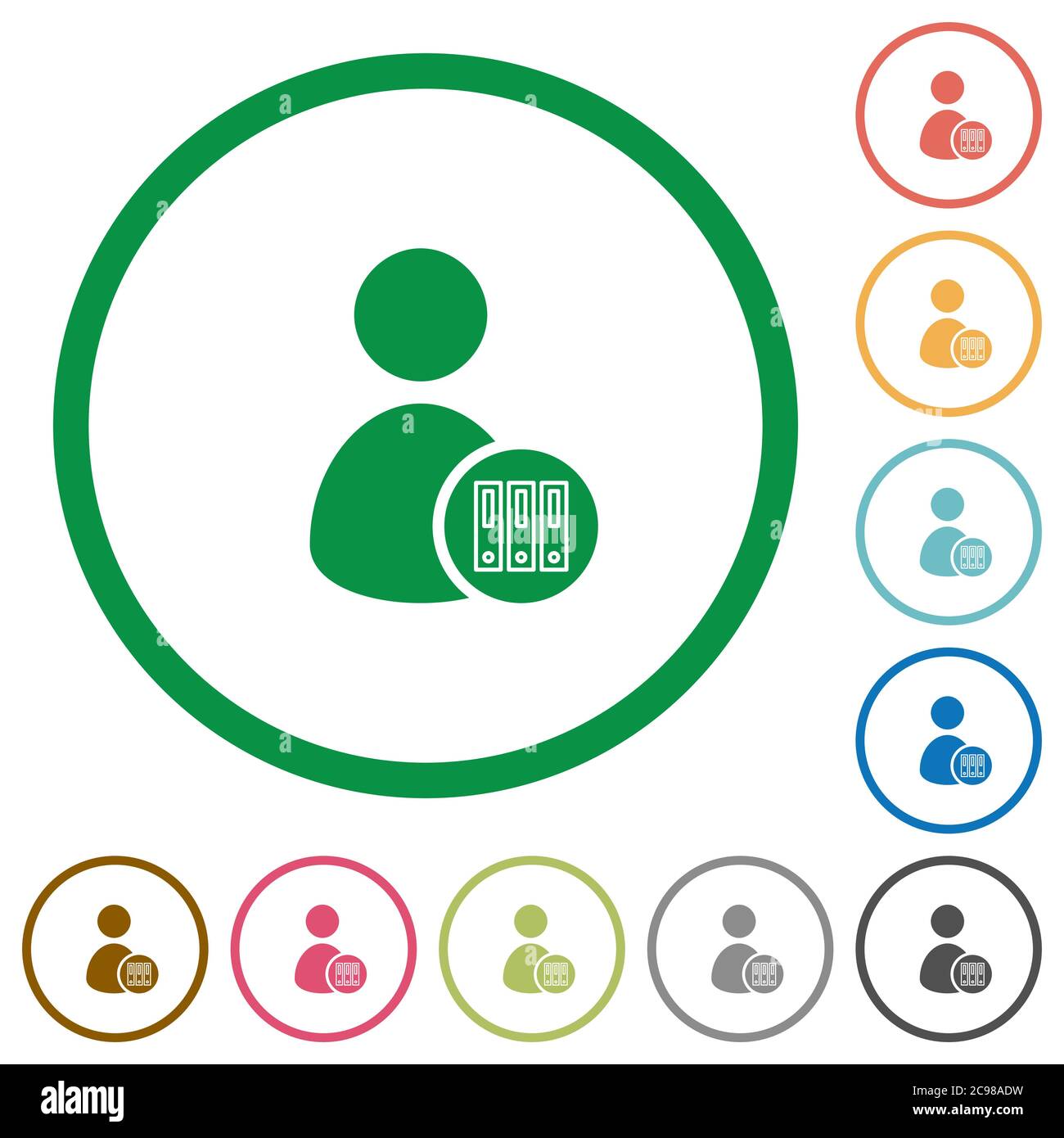 Archive user account flat color icons in round outlines on white ...