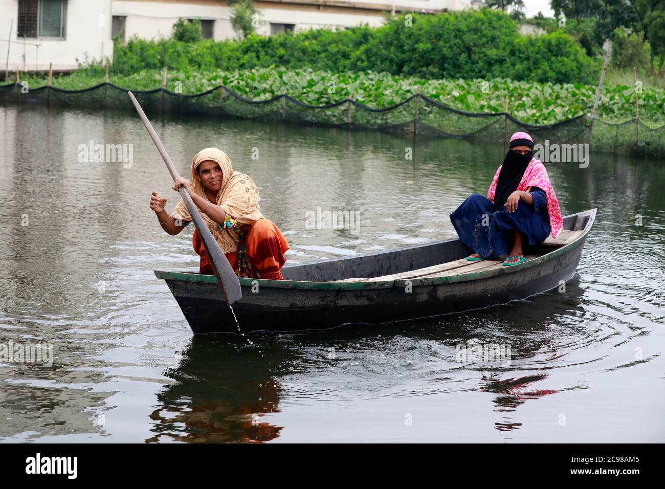 Dhaka, Bangladesh - July 29, 2020: Boats have become the only means of ...