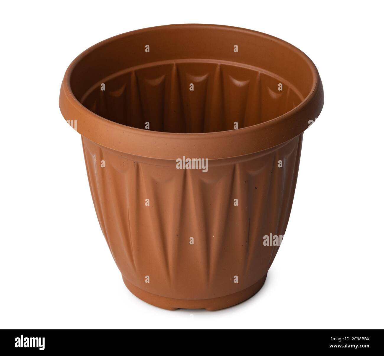 Brown plastic flower pot isolated on white Stock Photo - Alamy