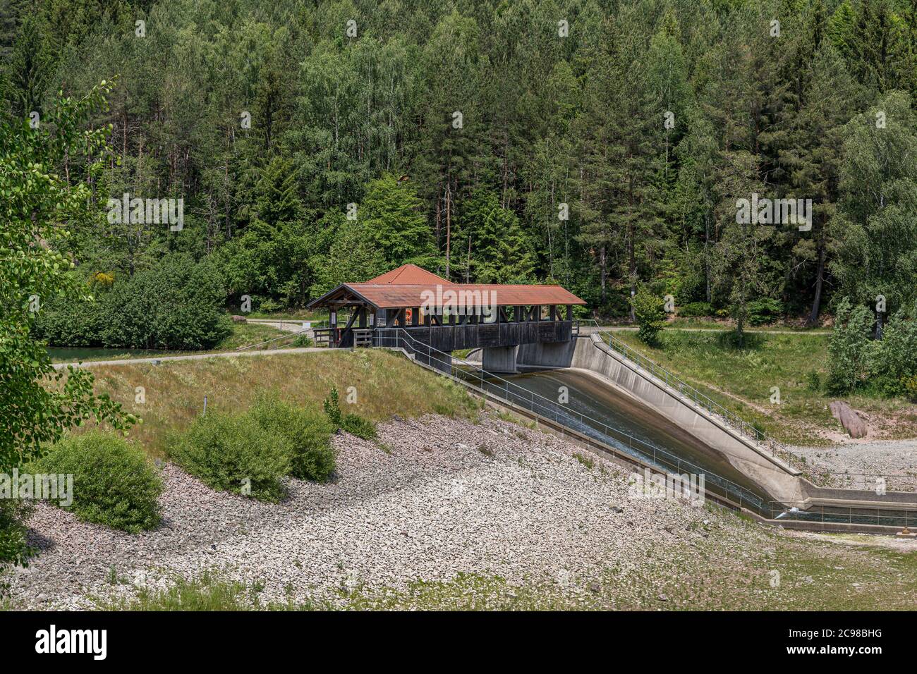 The bridge at the Nagold Dam (Nagoldtalsperre, also Erzgrube) in the ...