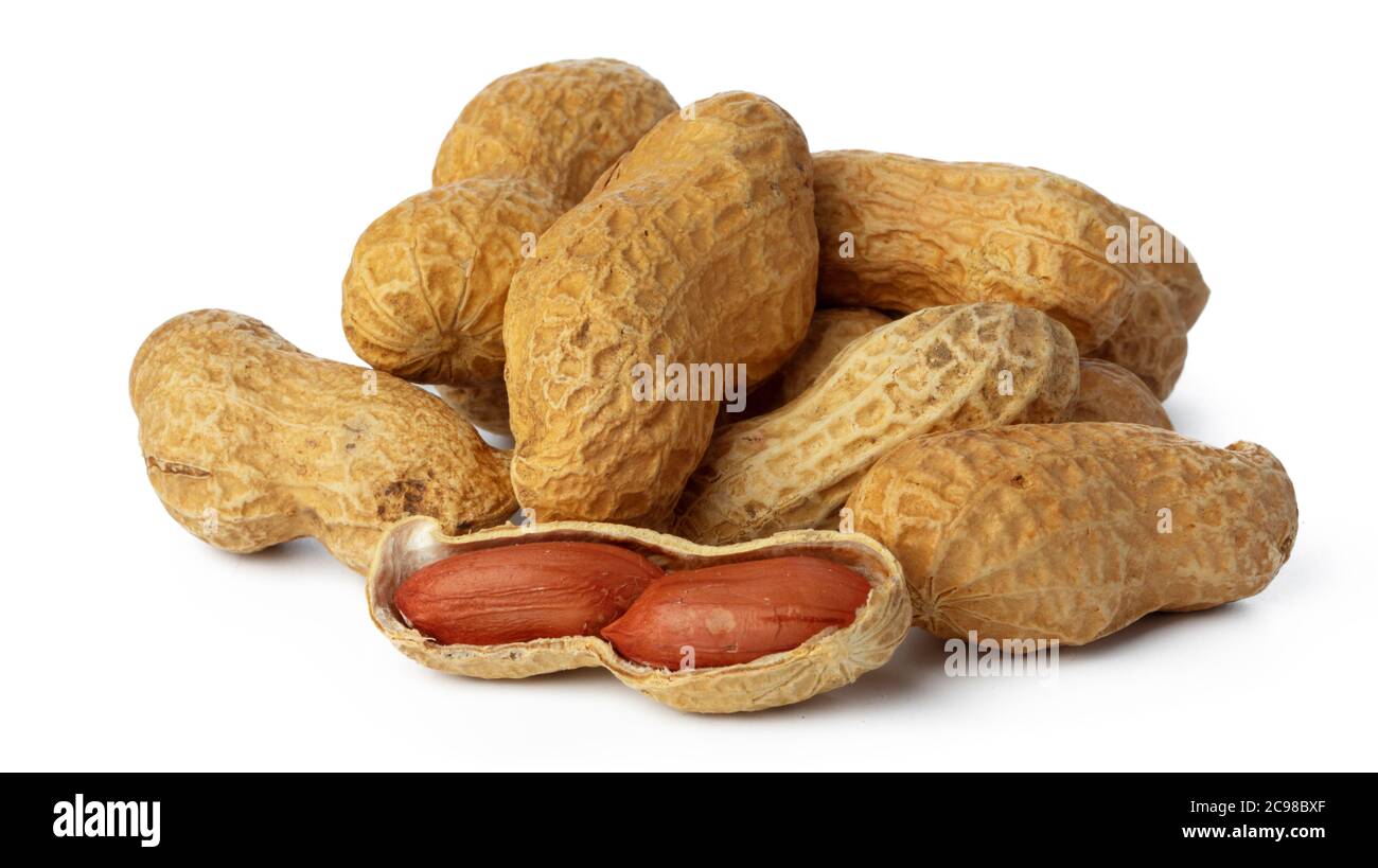 Peanuts in shell isolated on white background Stock Photo - Alamy