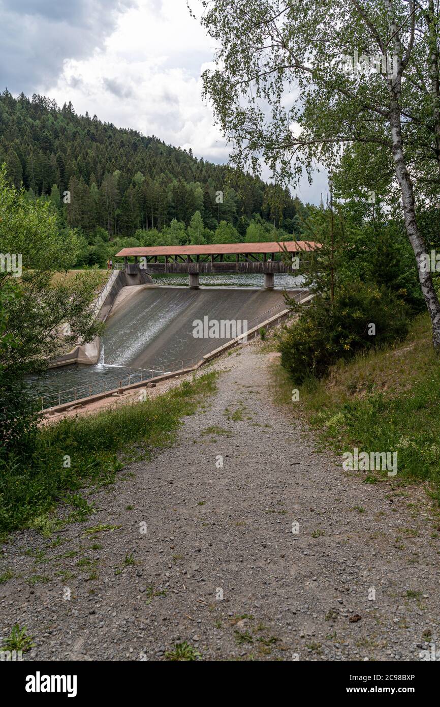 The bridge at the Nagold Dam (Nagoldtalsperre, also Erzgrube) in the ...