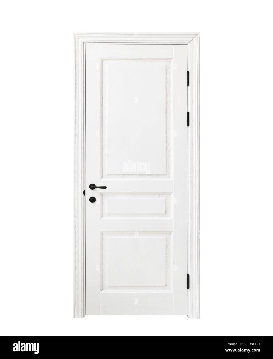 Wooden white door on a light background Stock Photo - Alamy