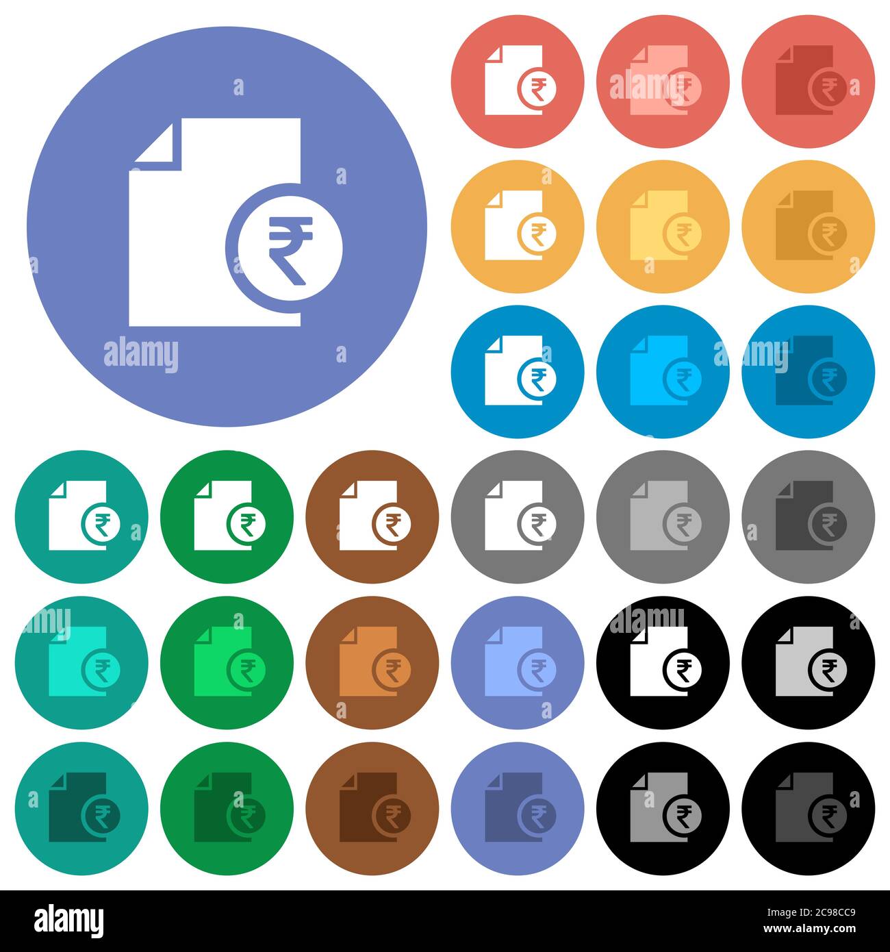 Indian Rupee financial report multi colored flat icons on round ...