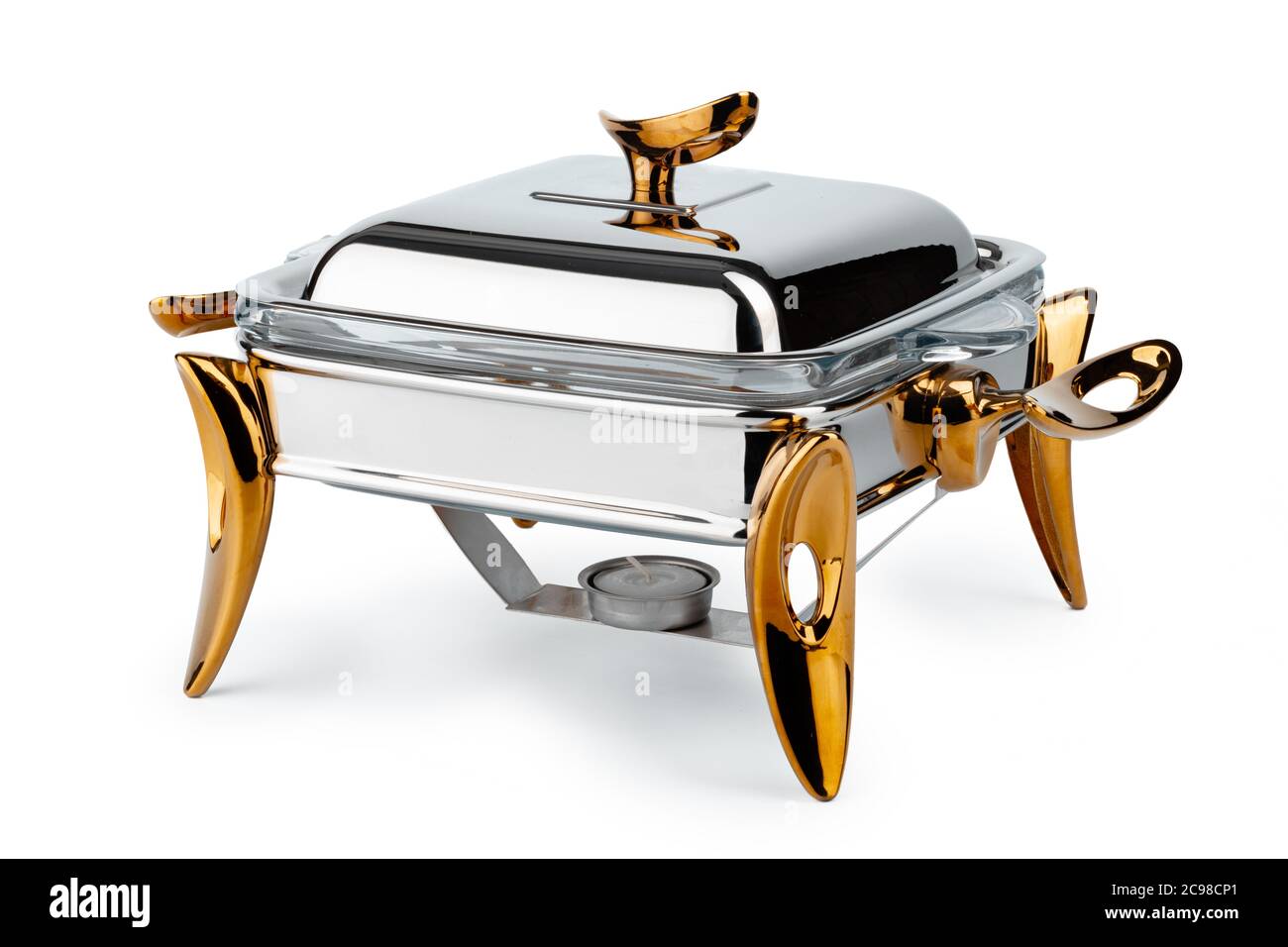 Metal kitchenware for food catering service buffet Stock Photo - Alamy