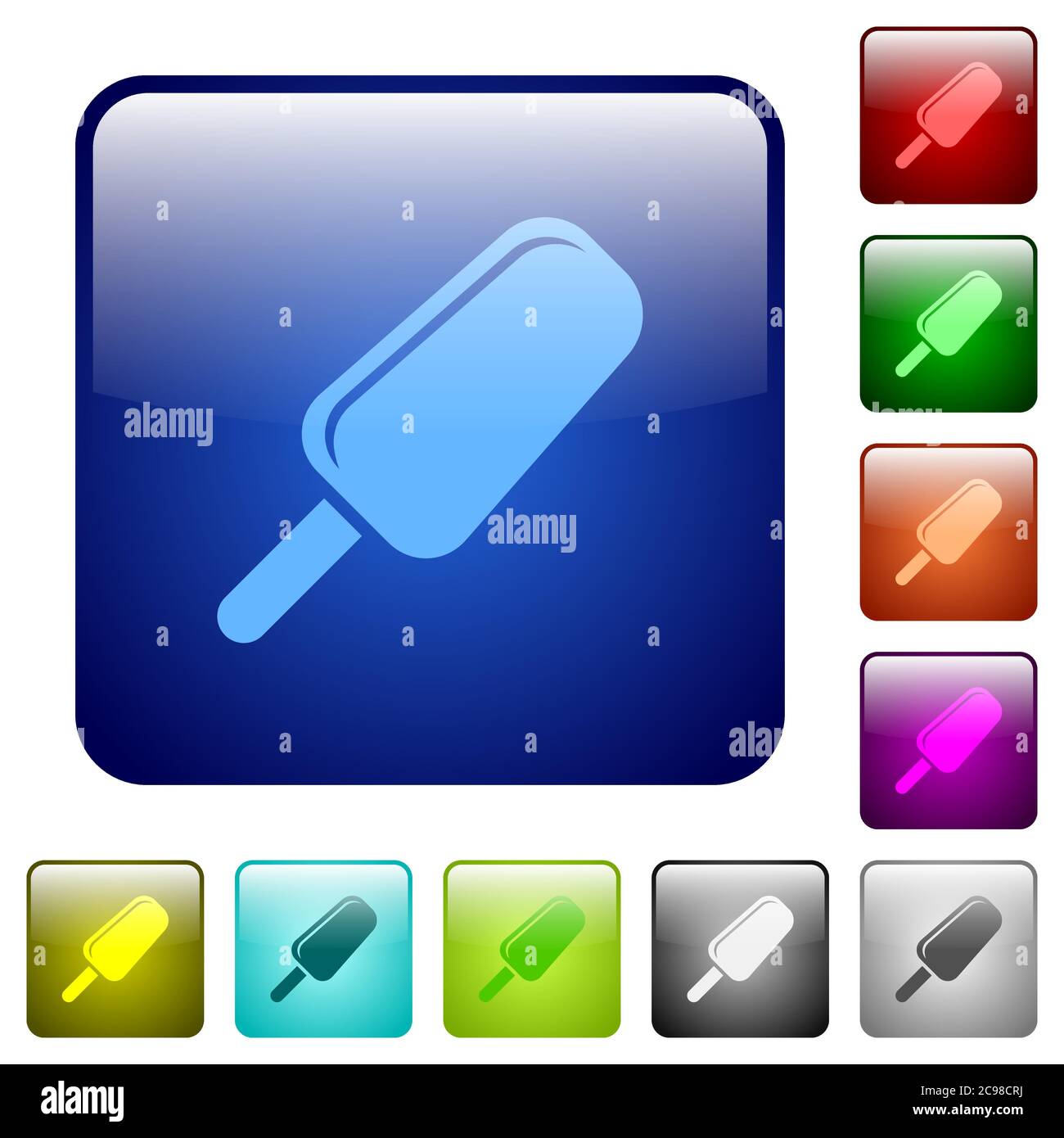 Ice lolly icons in rounded square color glossy button set Stock Vector ...