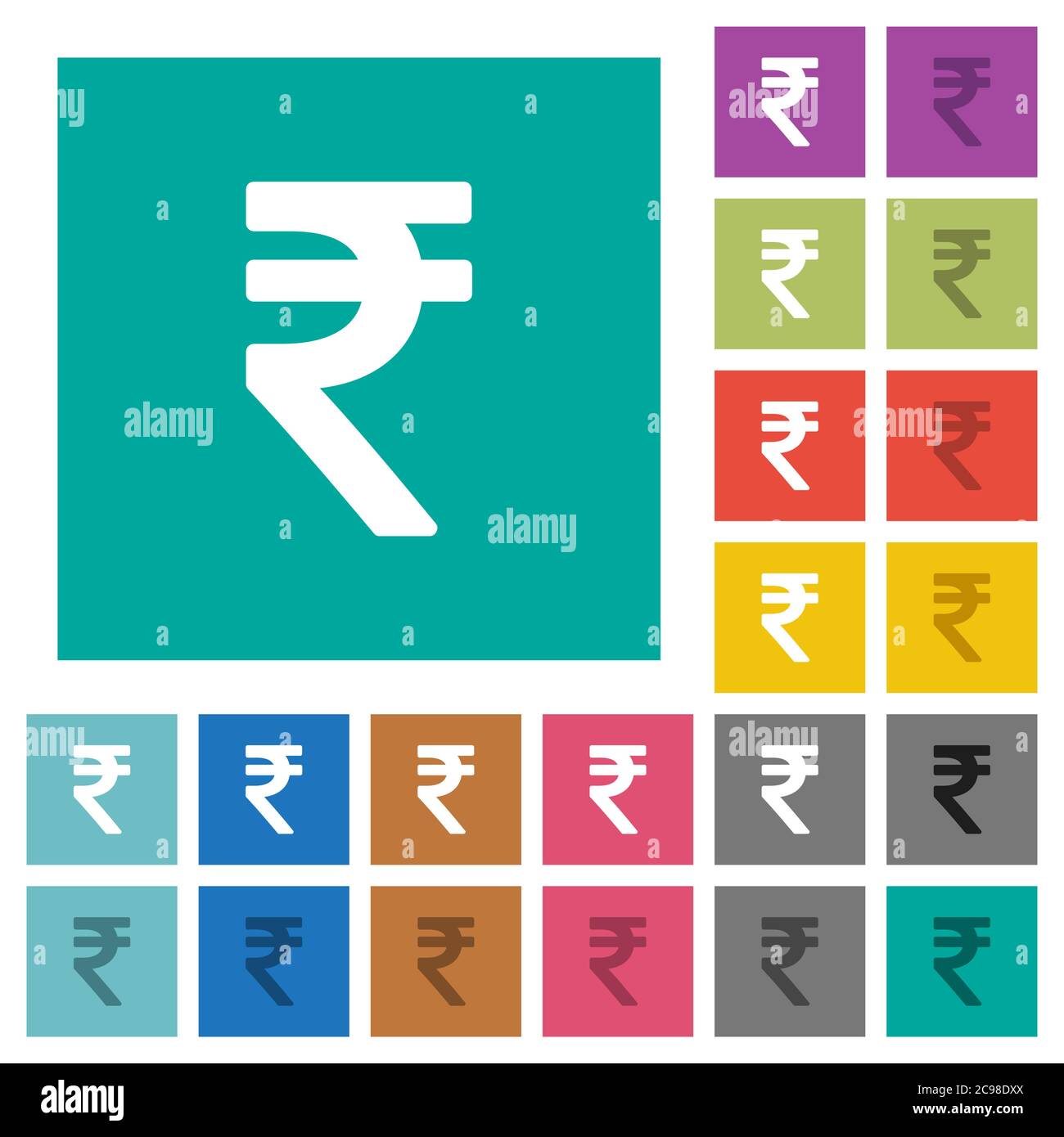 Indian Rupee sign multi colored flat icons on plain square backgrounds ...