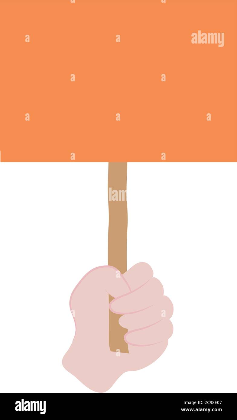 protesting concept, hand holding a blank placard icon over white ...