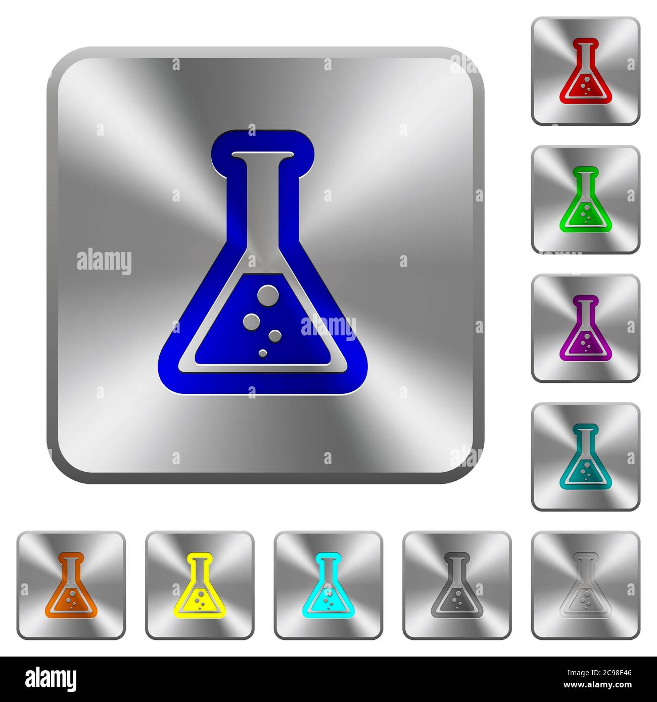 Flask with liquid engraved icons on rounded square glossy steel buttons Stock Vector Image & Art ...