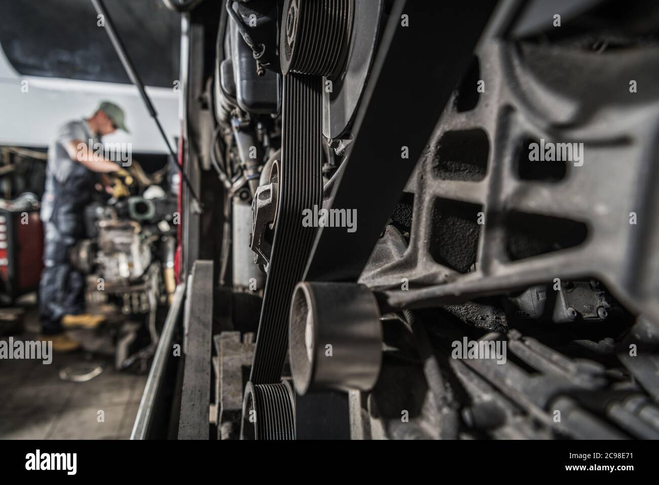 Automotive Industry Worker. Coach Buses Engines Repairing and ...