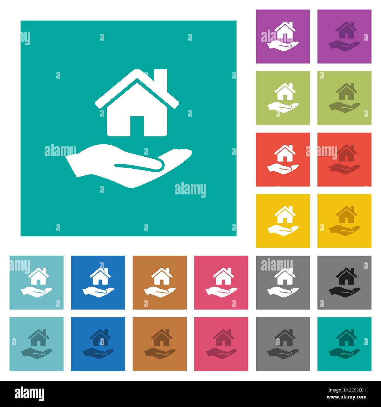 Home insurance multi colored flat icons on plain square backgrounds ...