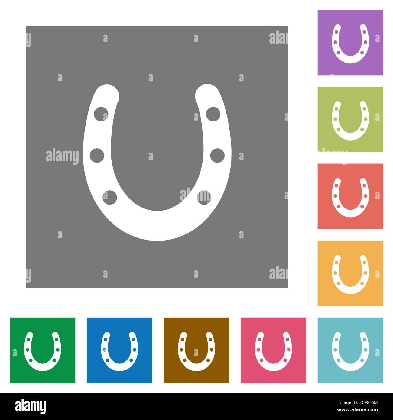 Horseshoe flat icons on simple color square backgrounds Stock Vector ...