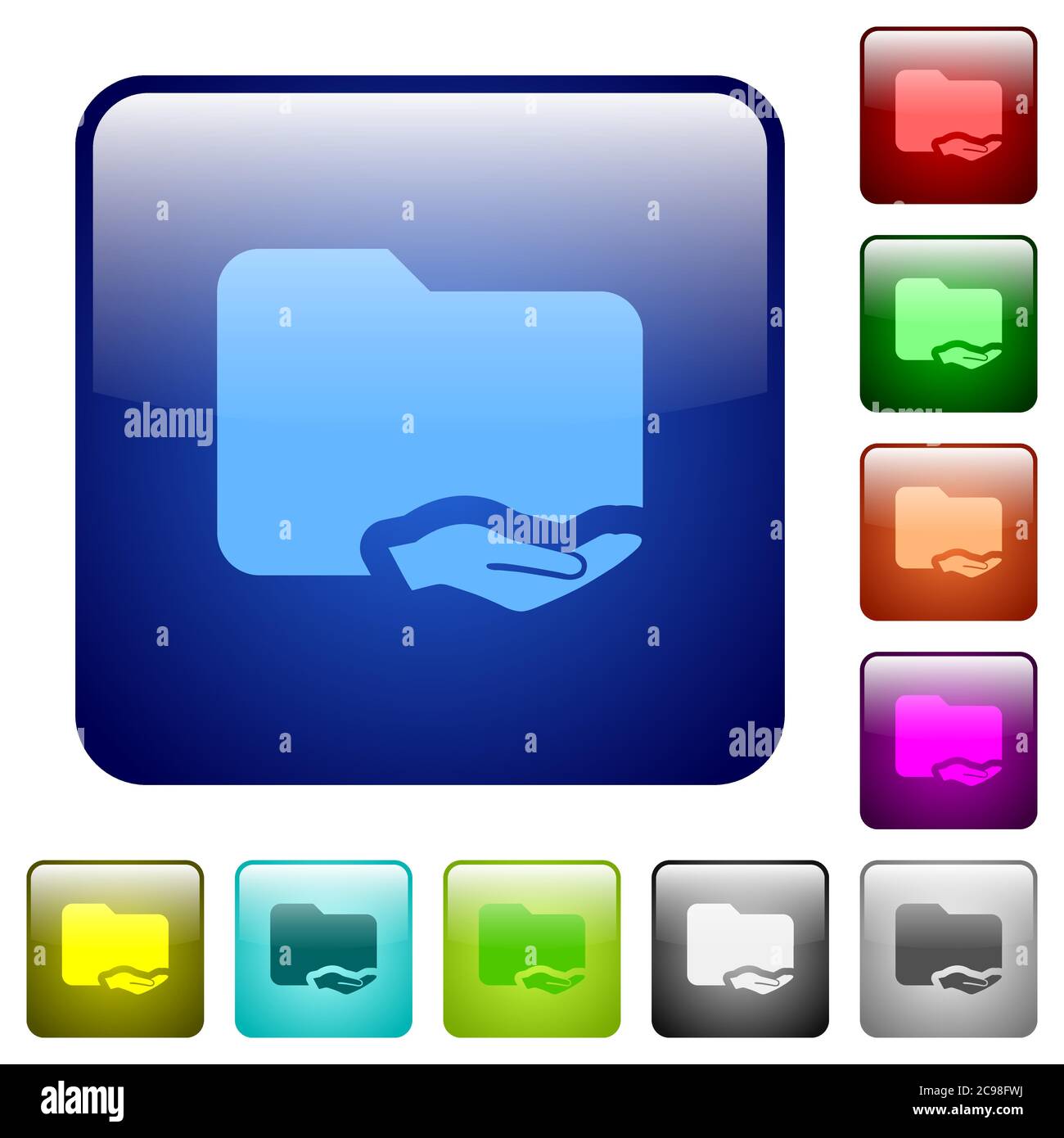 Shared folder icons in rounded square color glossy button set Stock Vector Image & Art - Alamy