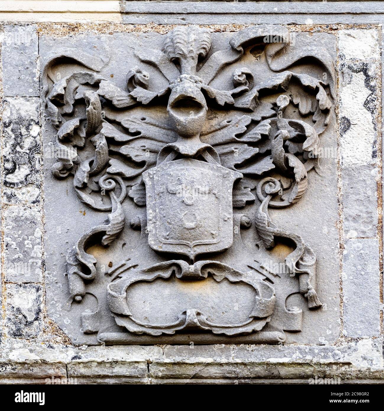 Crest on the side of Morham Parish Church and graveyard, East Lothian ...