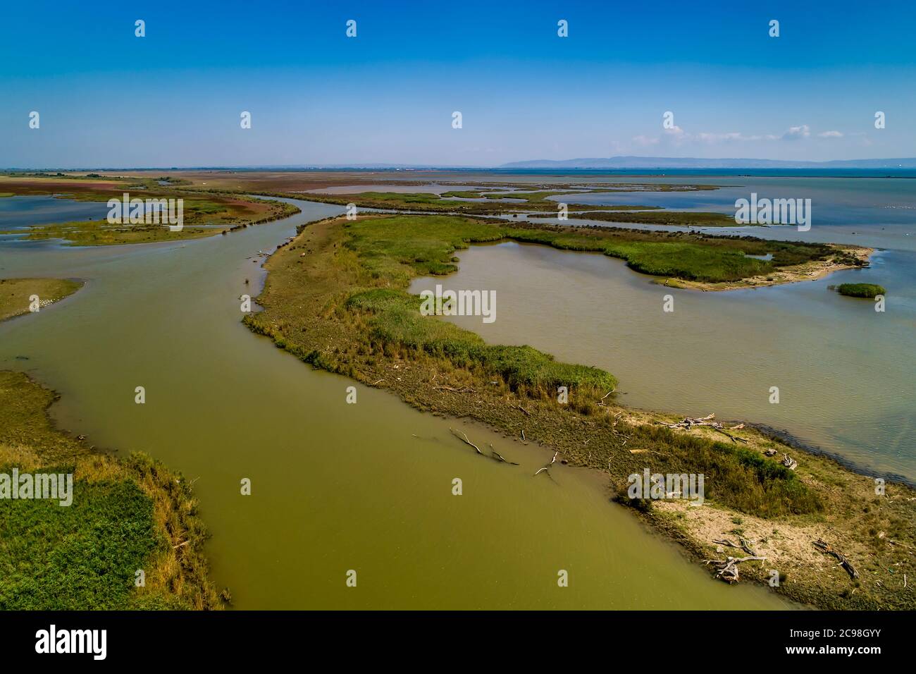 Aerial View of delta of the river Axios, in northern Greece Stock Photo - Alamy