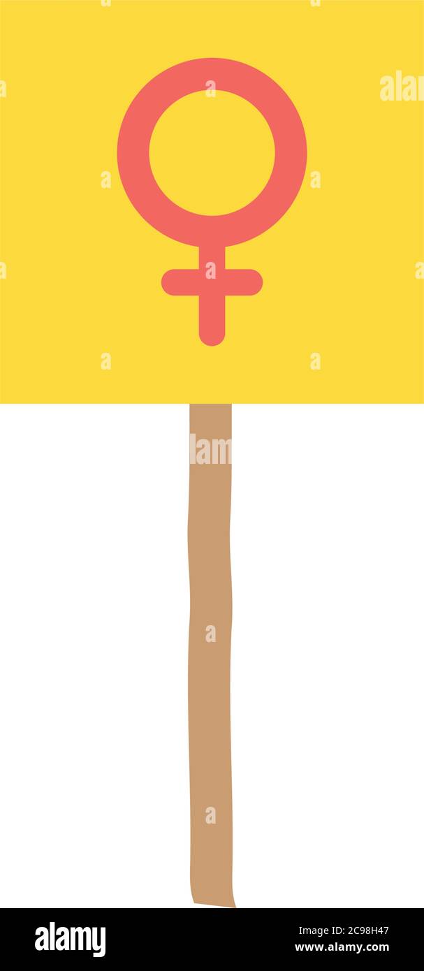 protest concept, placard with female symbol icon over white background ...