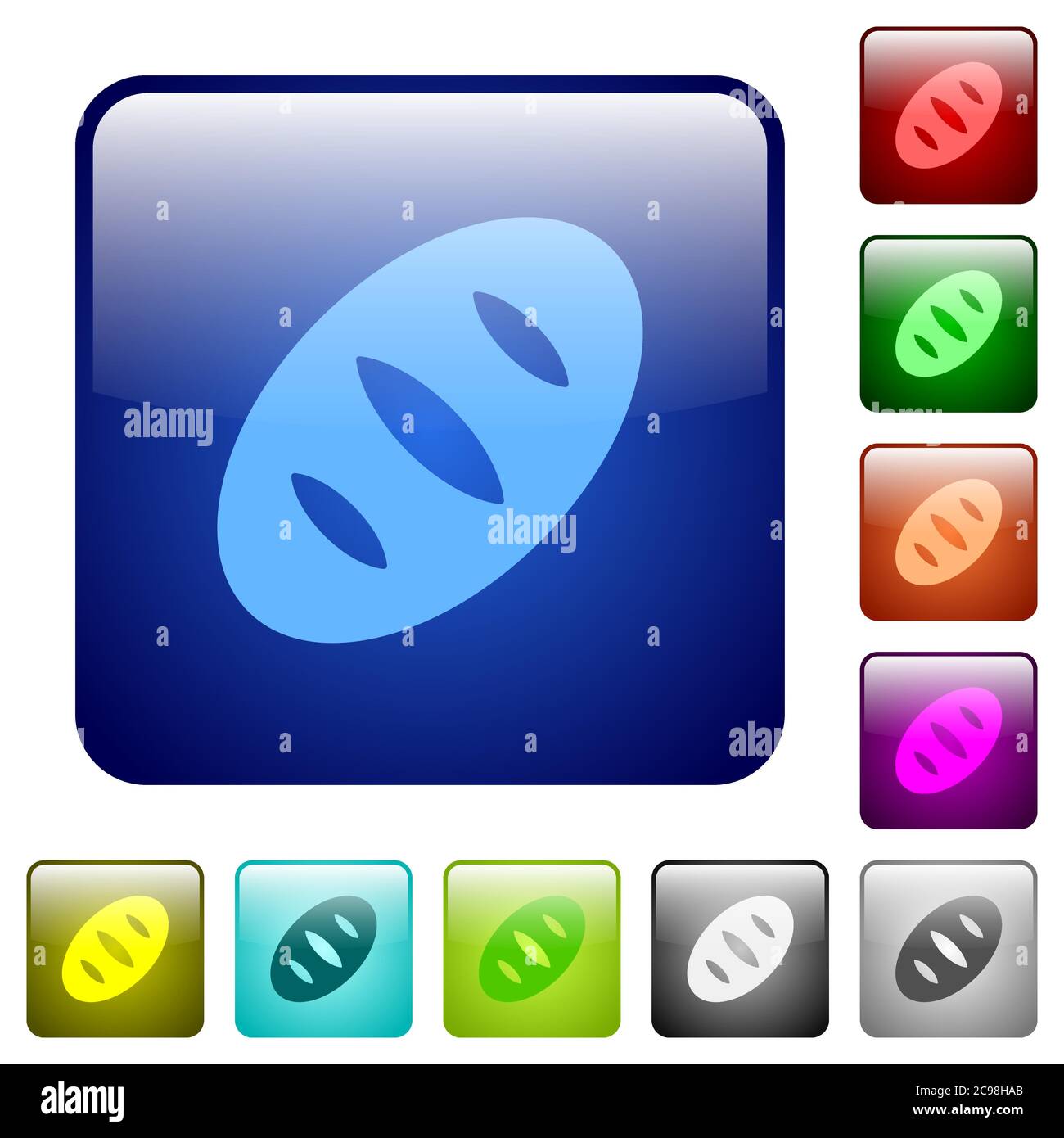 Bread icons in rounded square color glossy button set Stock Vector ...