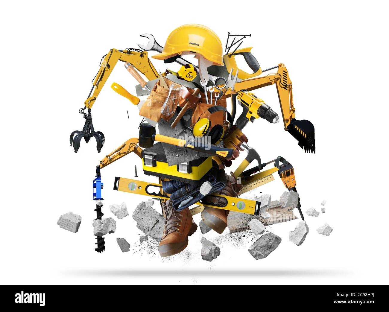 Construction tools and instruments, a concept on the theme of tools ...