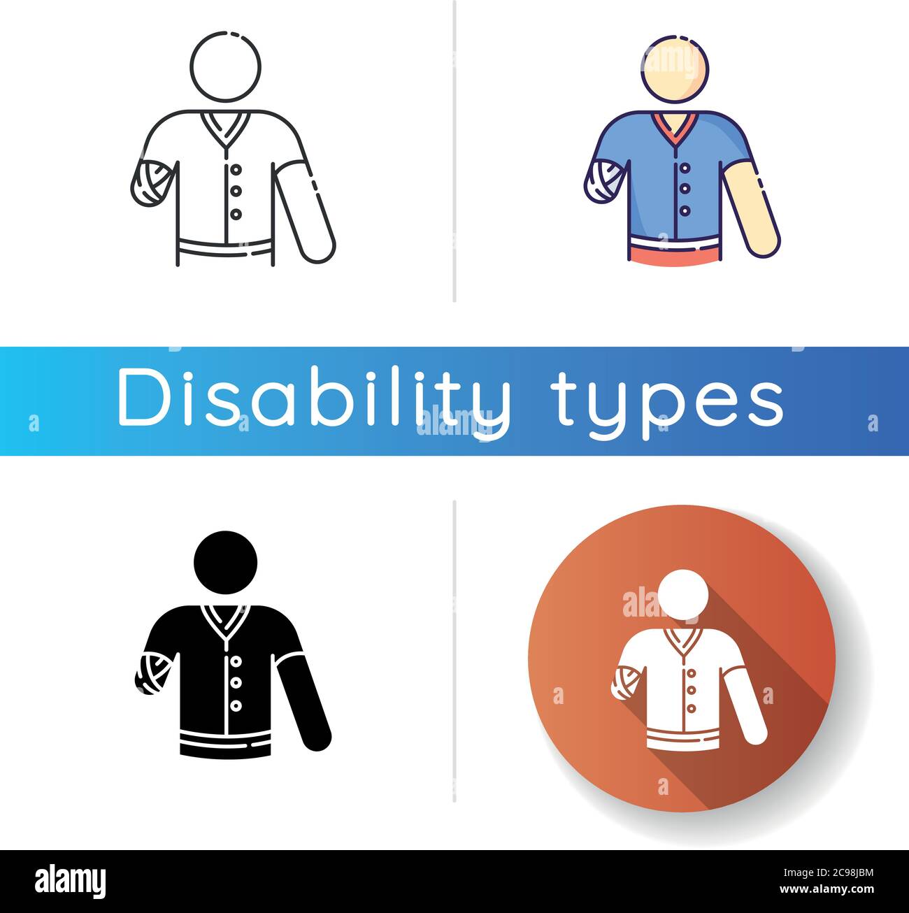 Hand amputee icon. Disabled man. Damaged hand from injury. Patient with ...