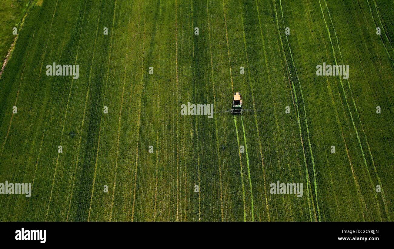 Aerial view of a landscape of a field under the sunlight Stock Photo ...