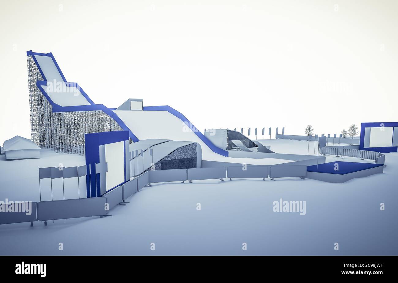 3d illustration of a Snowboard and freestyle Ramp Stock Photo - Alamy