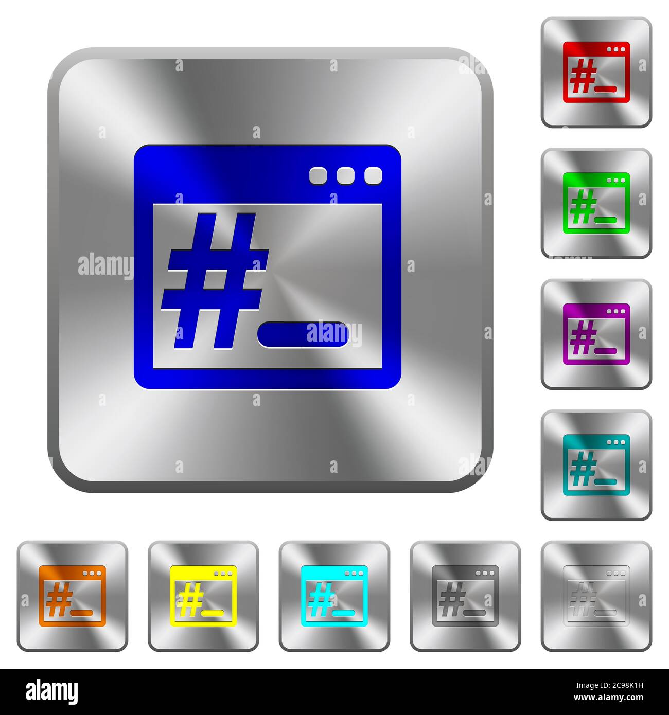 Linux root terminal engraved icons on rounded square glossy steel buttons Stock Vector Image ...