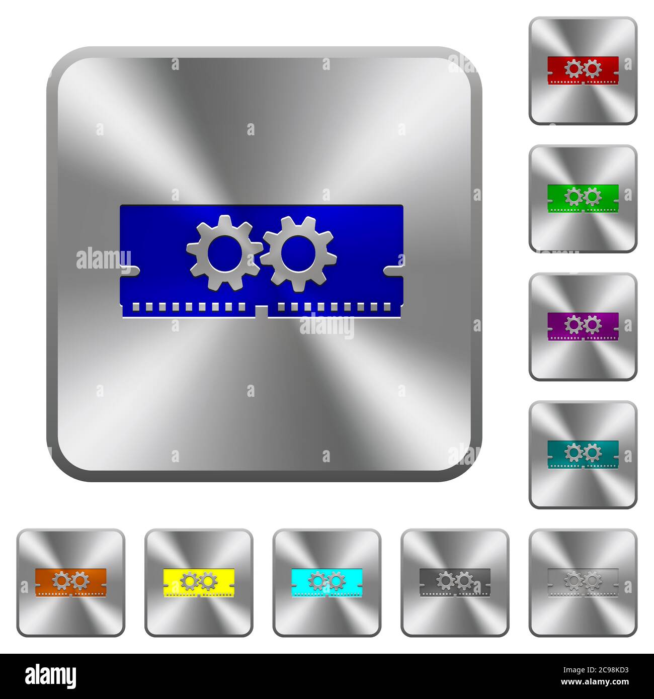 Memory optimization engraved icons on rounded square glossy steel ...