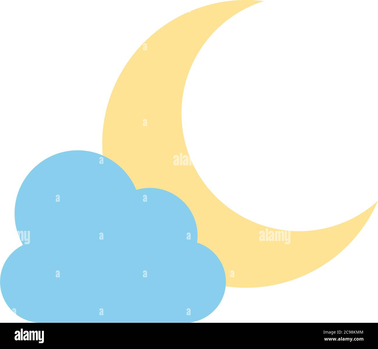 weather concept, moon and cloud icon over white background, flat style ...