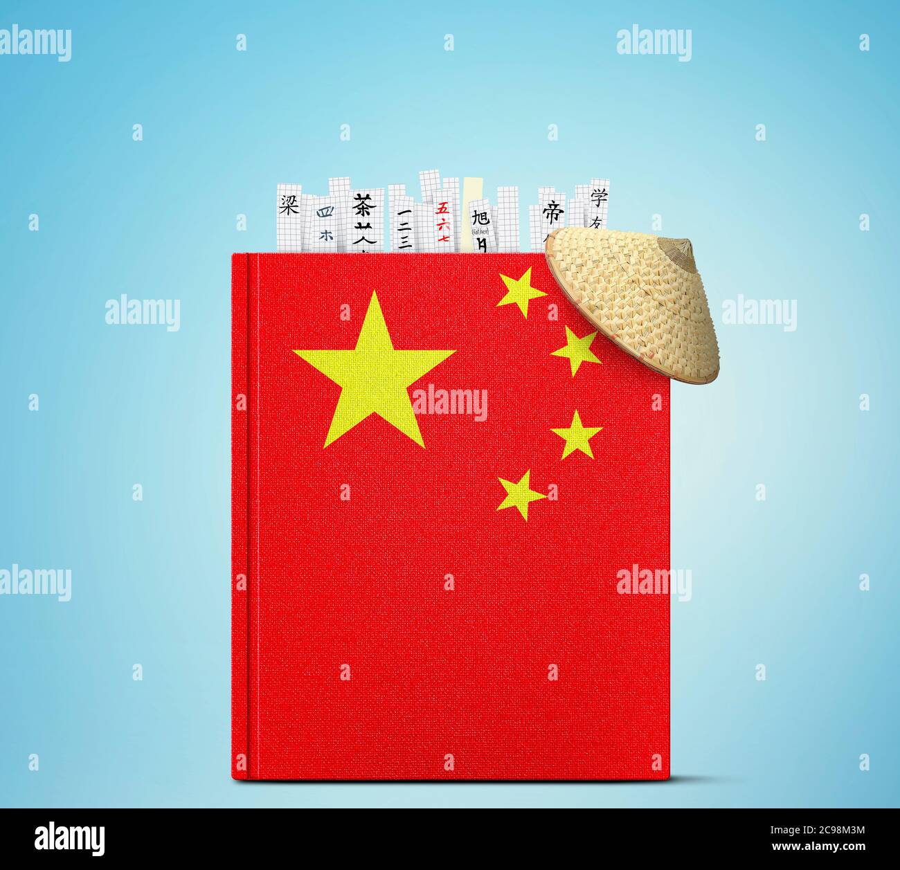 Textbook of Chinese language and bookmarks with the characters Stock ...